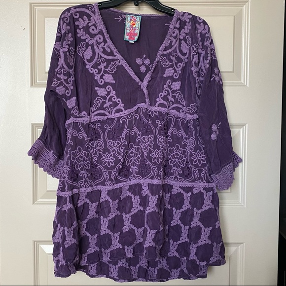 Johnny Was | Tops | Johnny Was Purple Embroidered Boho Top Medium ...